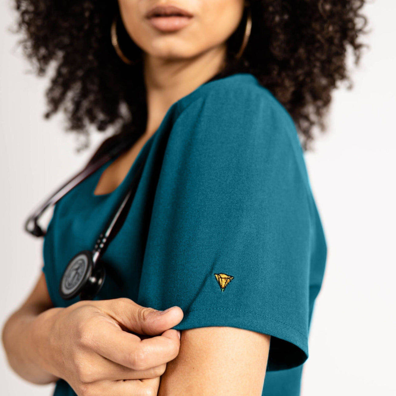 The Caswell - Hunter Green Two-Pocket Scrub Top for Women