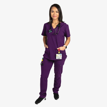 The Pfeiffer - Purple Slim-Fit Medical Scrub Pants for Women