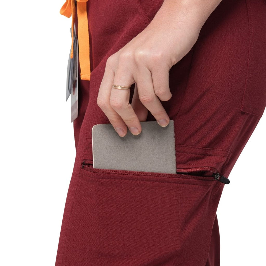 The Pfeiffer - Burgundy Slim-Fit Medical Scrub Pants for Women